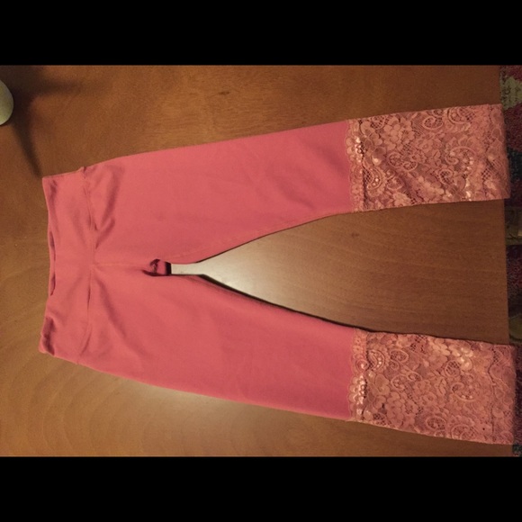 Fabletics | Pants & Jumpsuits | Fabletics Pink Lace Yoga Pants | Poshmark